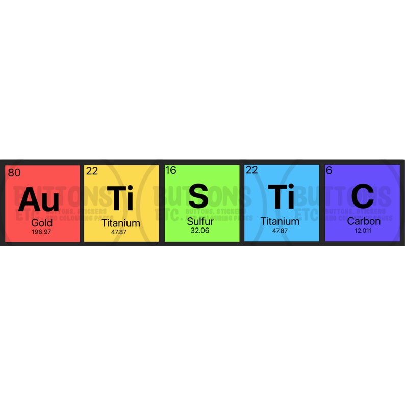 Autistic Chemical Elements PNG & JPG, Instant Download, Digital File - Etsy