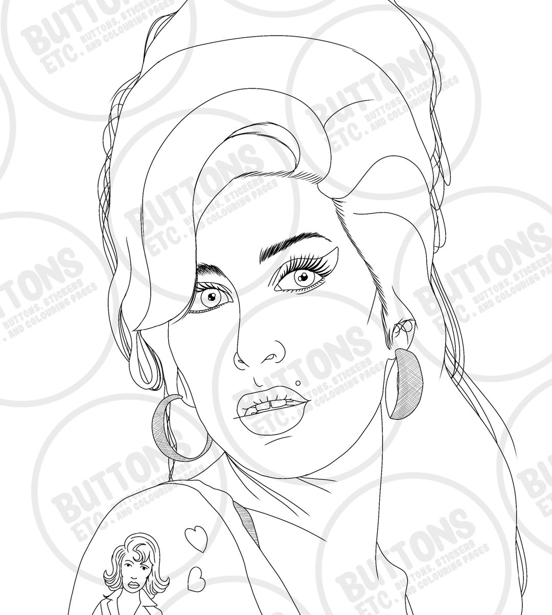 Amy Winehouse Colouring Page PNG & JPG, Instant Download, Digital File ...