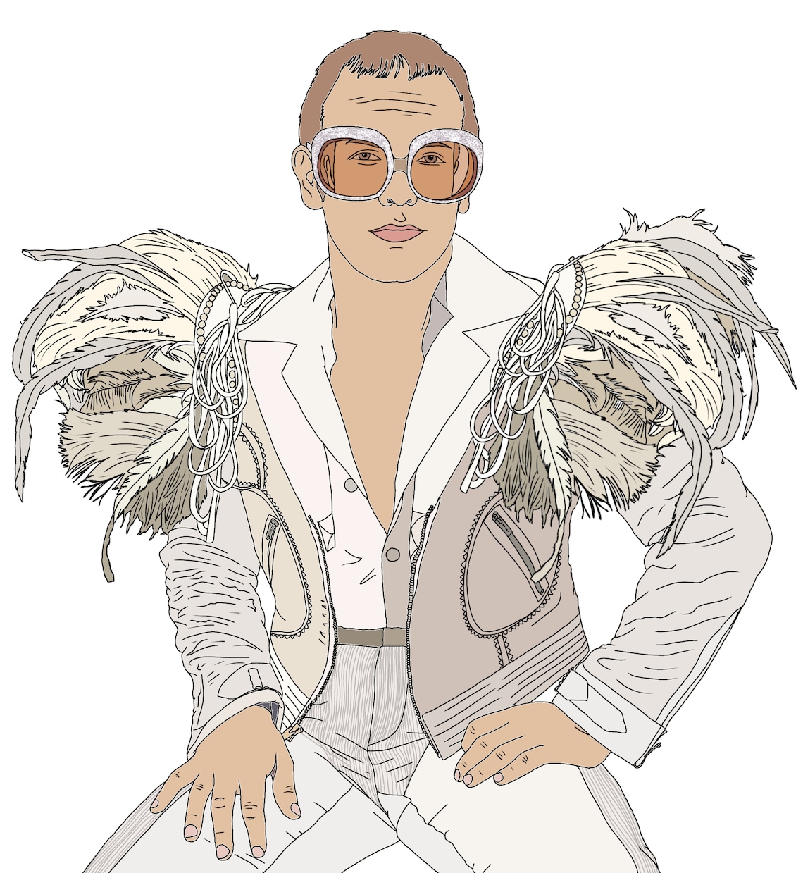 Elton John Colouring Page PNG & JPG Instant Download - Etsy Canada