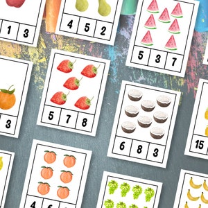 Preschool Number Matching, Count and Clip Cards, #1-20 Printable, Flash ...