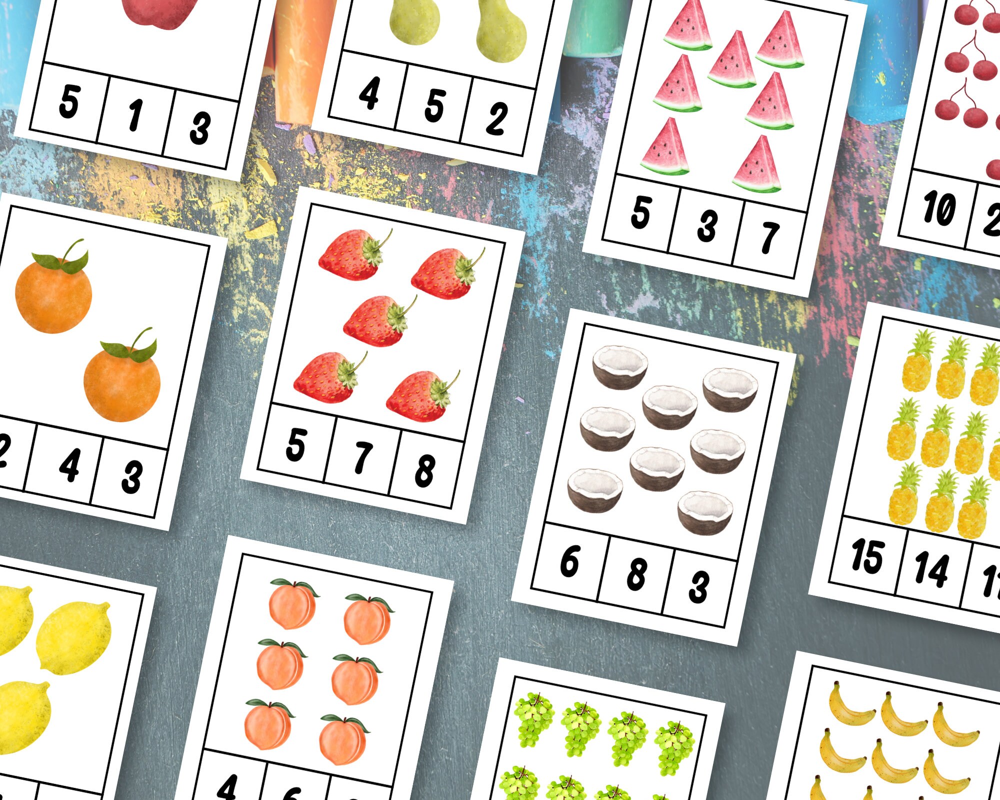 Preschool Number Matching, Count and Clip Cards, #1-20 Printable, Flash ...