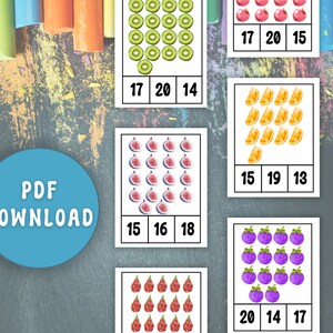 Preschool Number Matching, Count and Clip Cards, #1-20 Printable, Flash ...