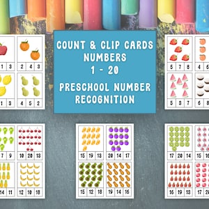 Preschool Number Matching, Count and Clip Cards, #1-20 Printable, Flash ...