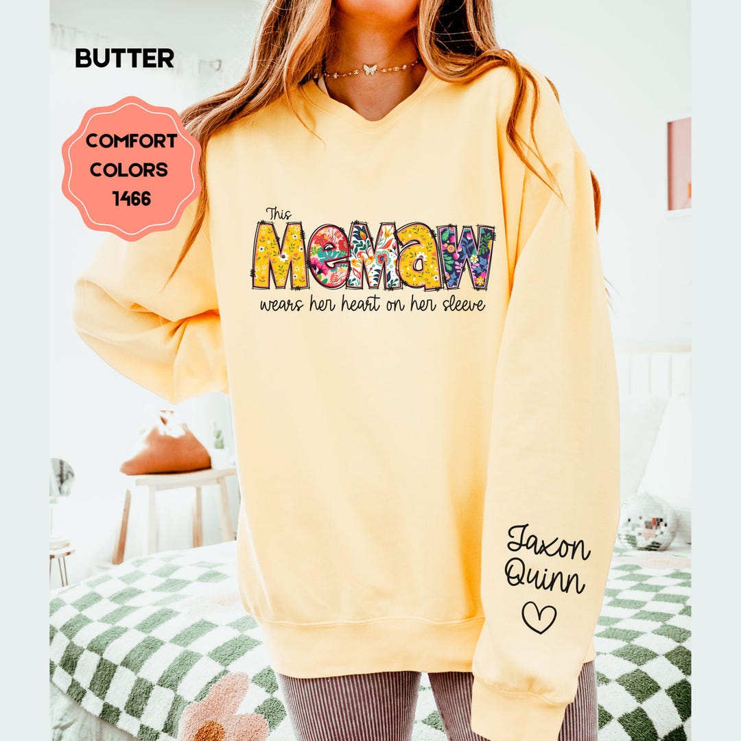 Custom Memaw Sweatshirt With Kids Names, Comfort Colors Memaw Crewneck ...