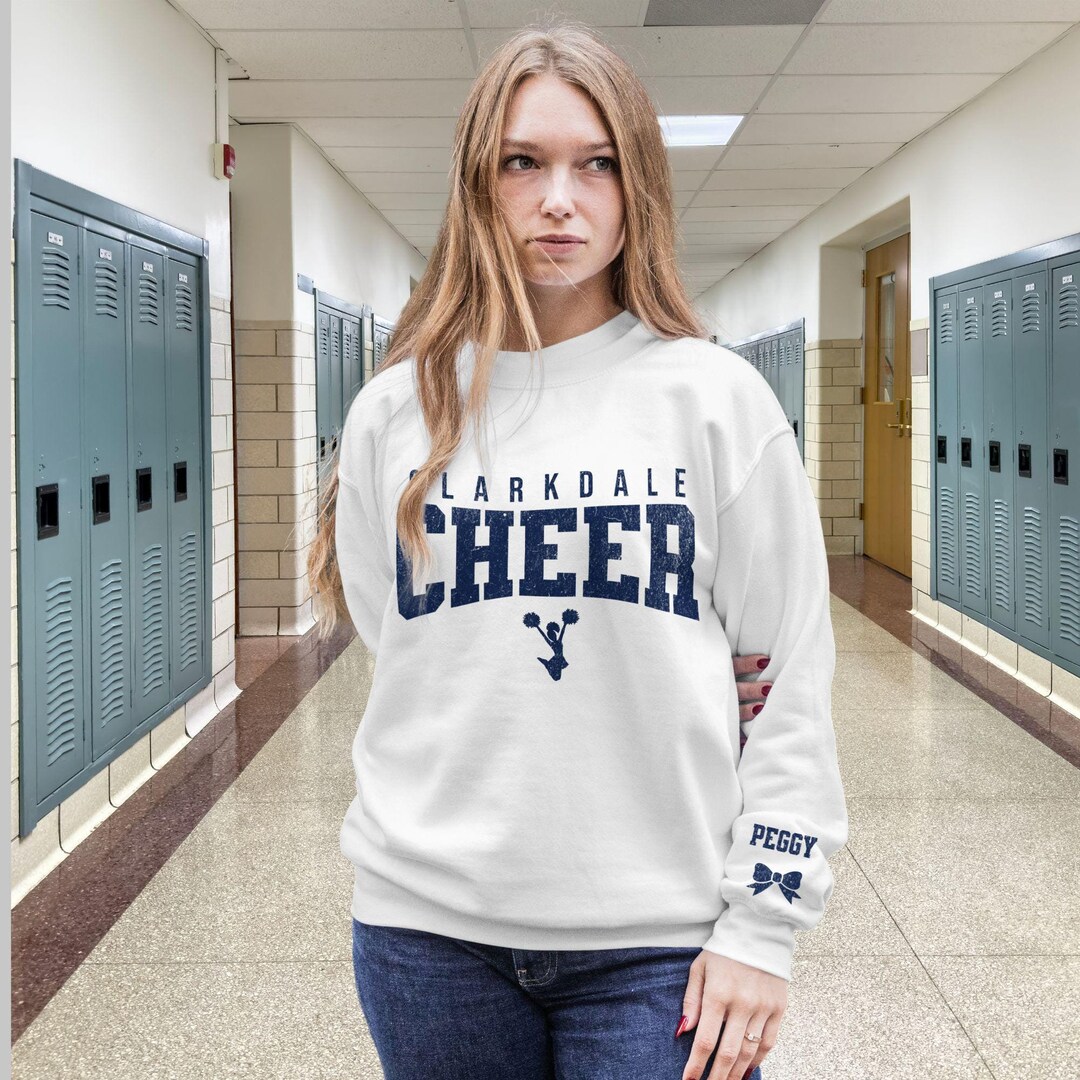 Custom Cheer Sweatshirt, Personalized Sleeve Print, School Sports - Etsy