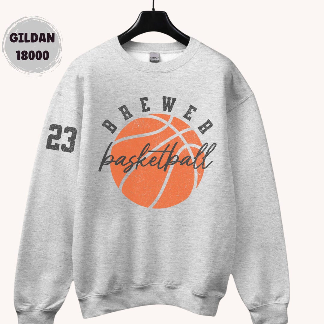 Custom Basketball With Number on Sleeve Sweatshirt, Basketball Season ...