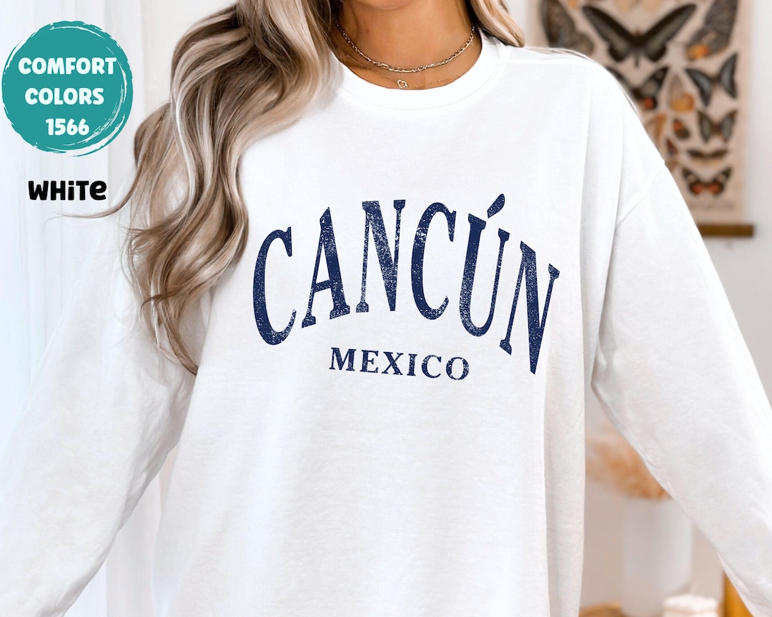 Cancun Mexico Sweatshirt, Preppy Varsity Style - Etsy