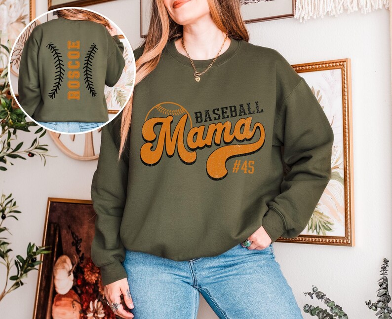 Custom Baseball Mama Sweatshirt, Personalized Baseball Mom Crewneck ...