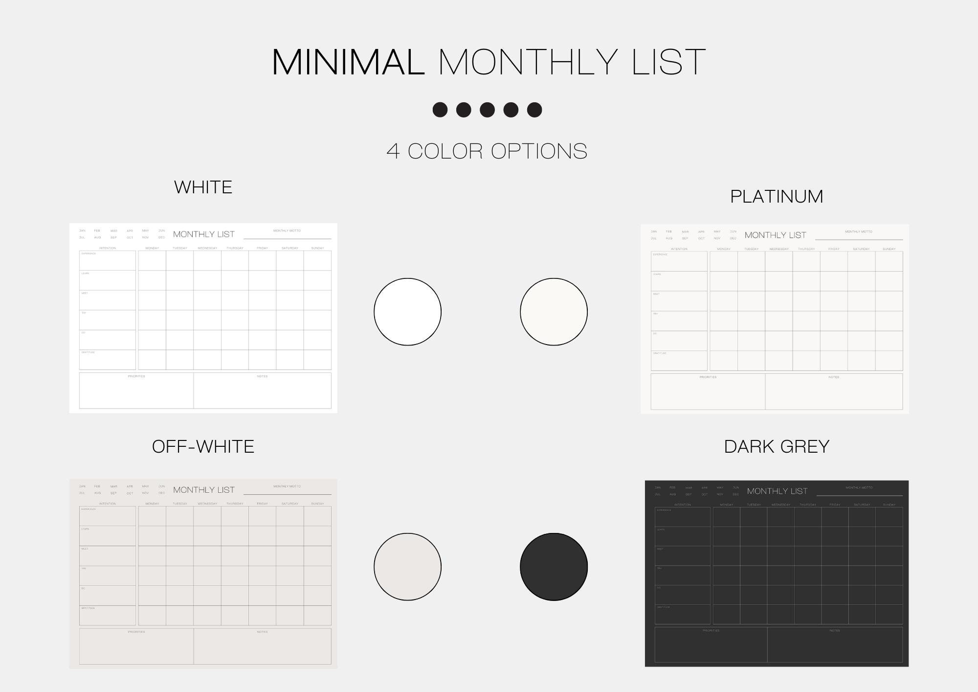 Minimal Monthly List, Printable and Digital, Simple Task List Product ...