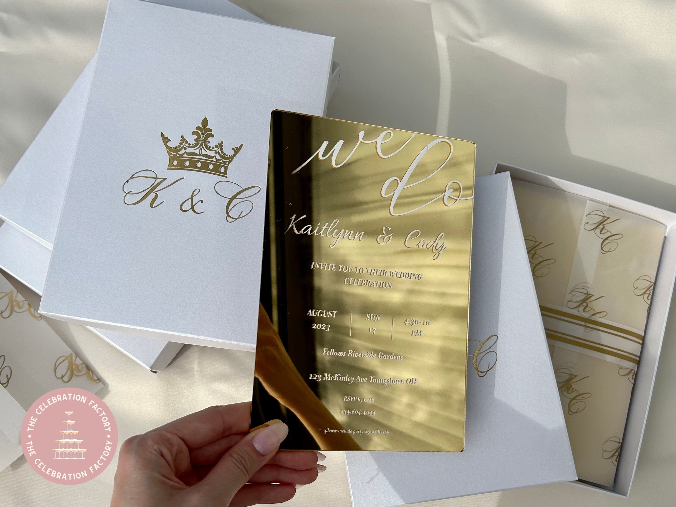 Luxury Gold Mirror Acrylic Wedding Invitations Quality Paper Invitation ...