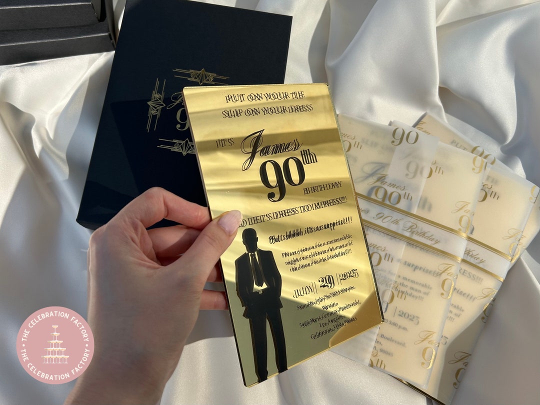 Luxury Gold Mirror Acrylic Wedding Invitations Quality Paper Invitation ...