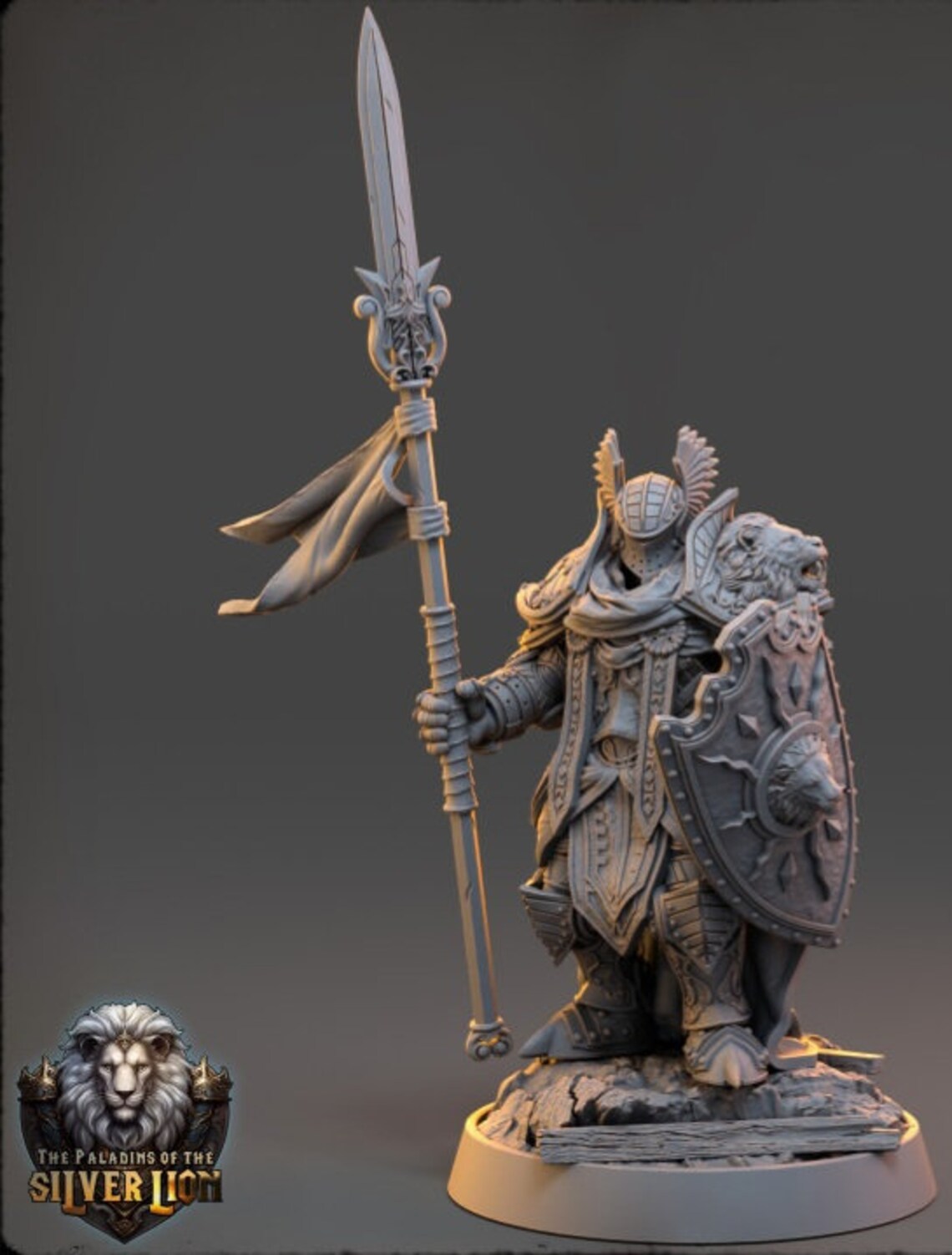 Winged-helm Knight With Flagged Spear and Shield - Etsy