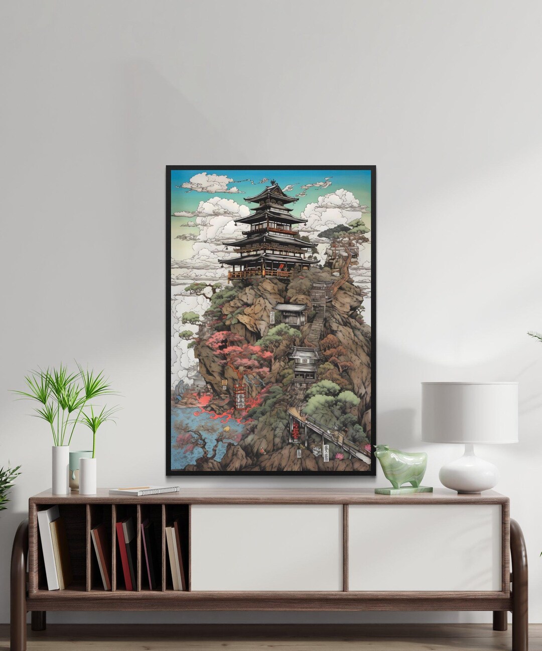 Ink Painting of a Dojo Instant Download Downloadable Wall - Etsy