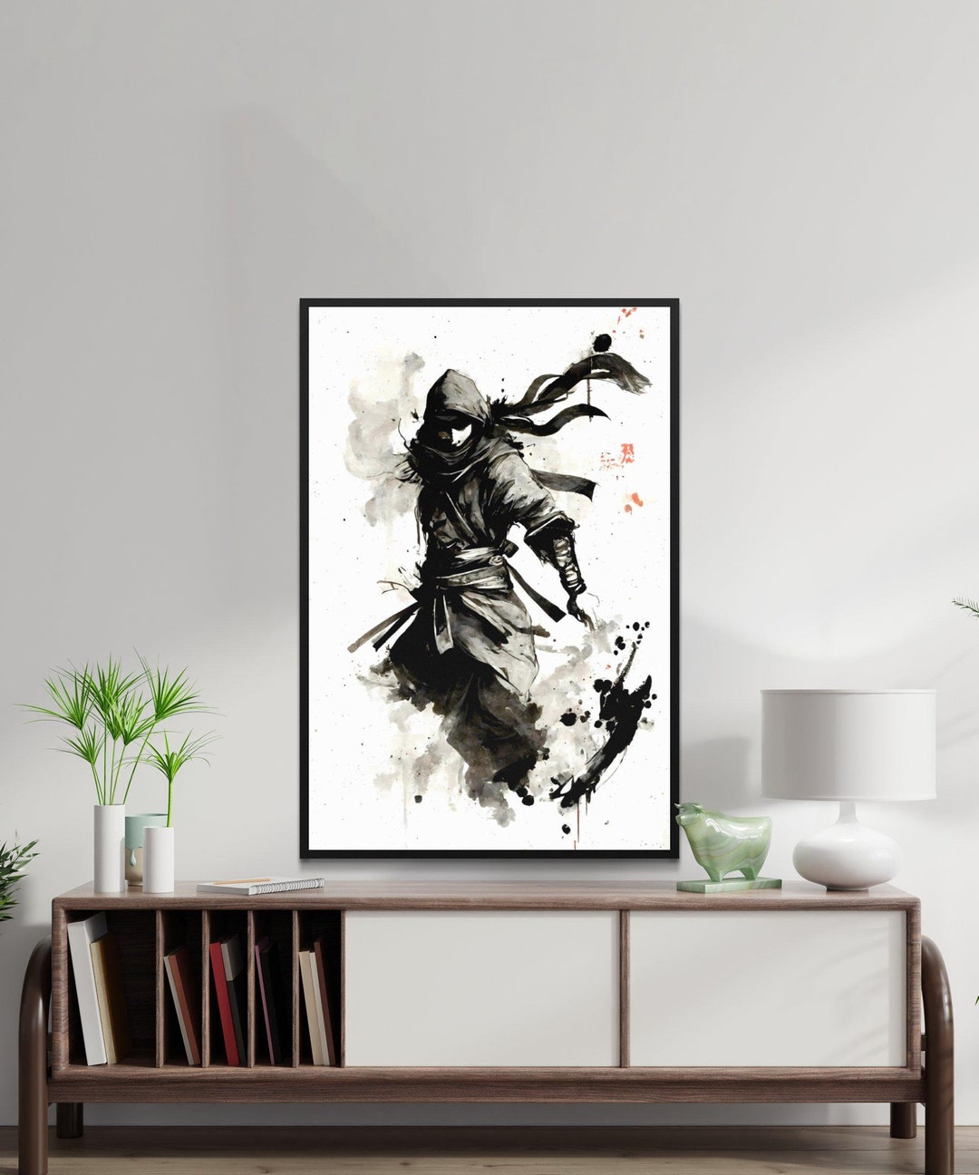 Ink Painting of Ninja Dashing Instant Download - Etsy