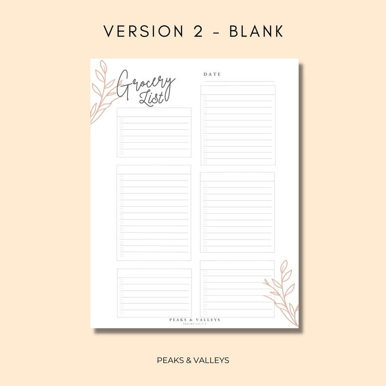 Grocery List Printable Template, Grocery Planner, Food Shopping List ...