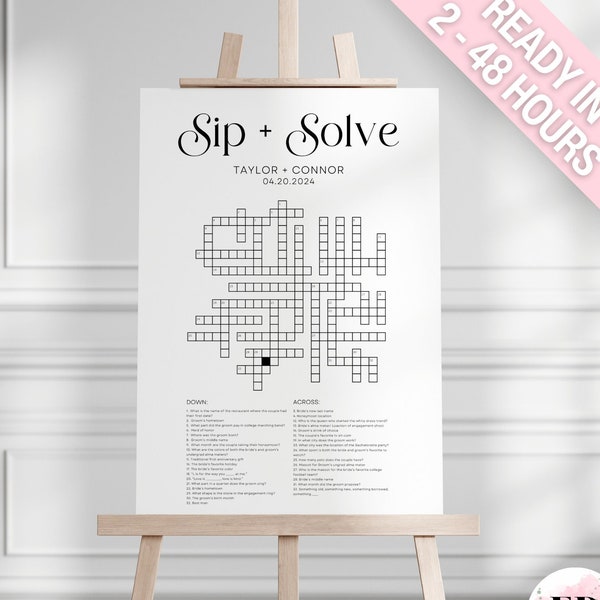 Sip and Solve Wedding Crossword - Etsy Canada
