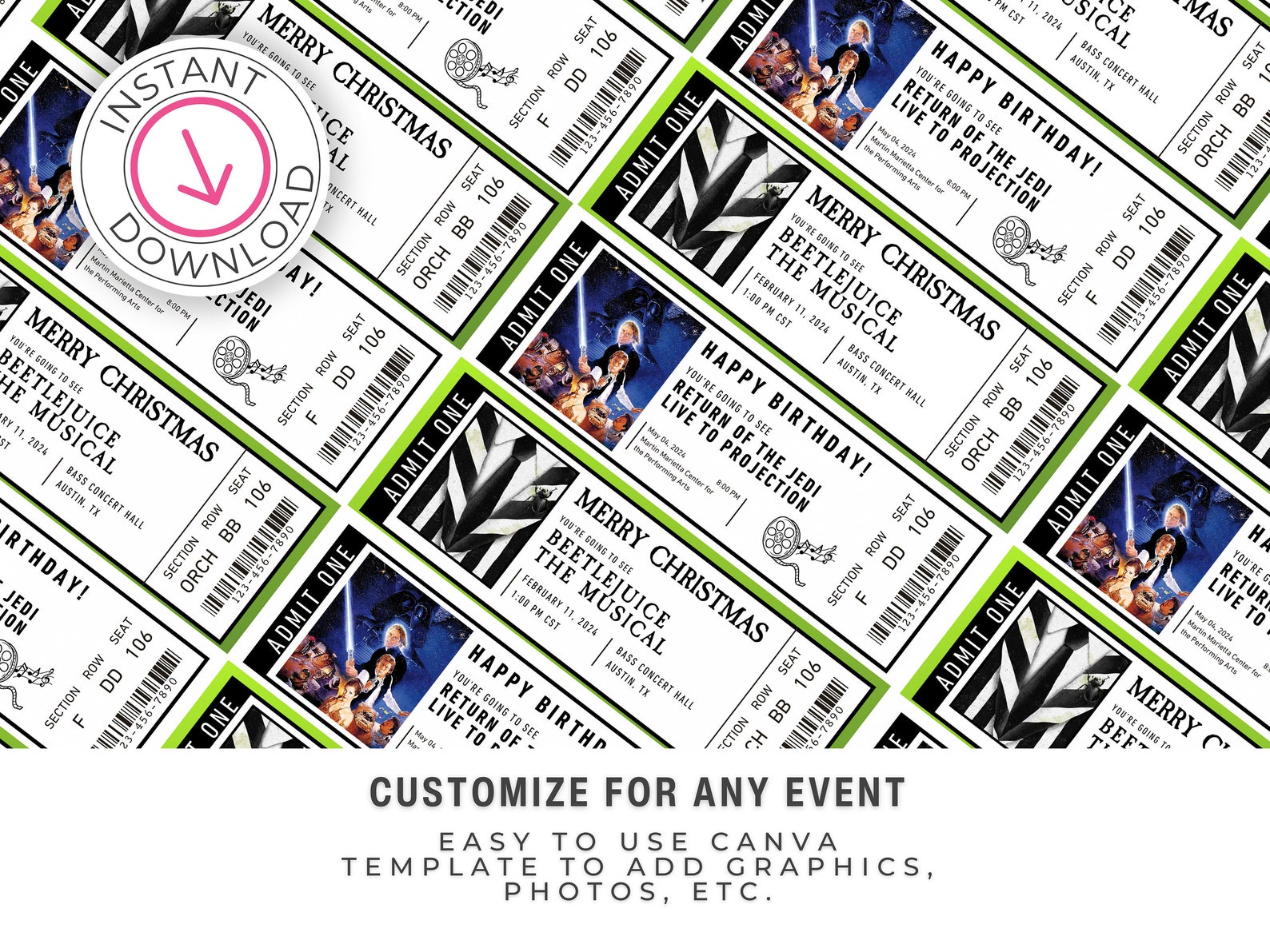 Event Ticket Template, Commemorative Ticket, Concert Ticket, Printable ...