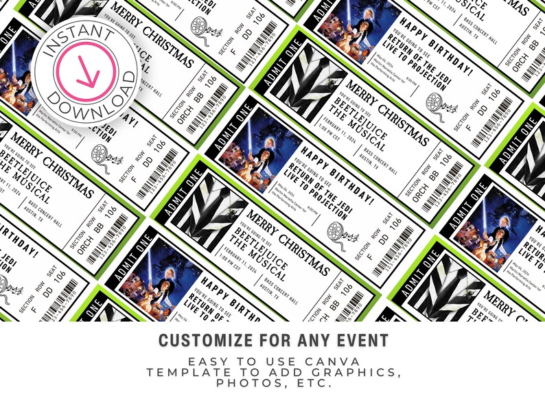 Event Ticket Template, Commemorative Ticket, Concert Ticket, Printable ...