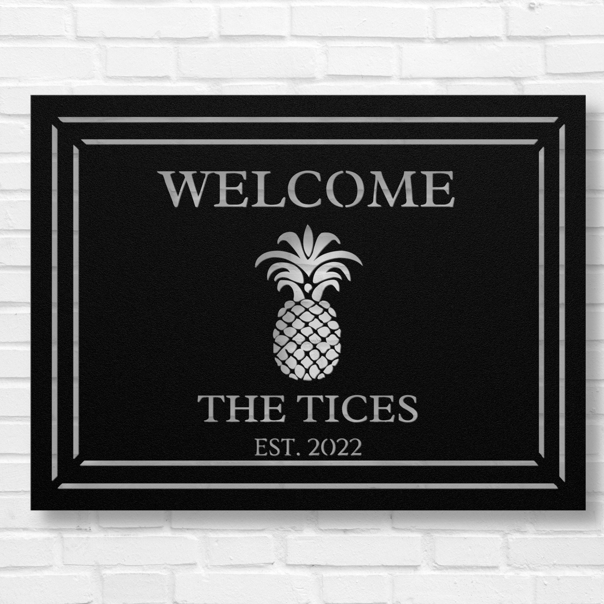 Pineapple Welcome Sign, Custom Metal Sign, Pineapple Wall Art, Large ...