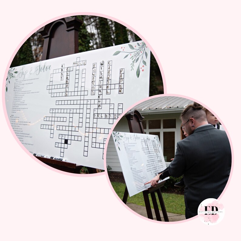 Custom Wedding Crossword Sip and Solve Puzzle Wedding Games - Etsy