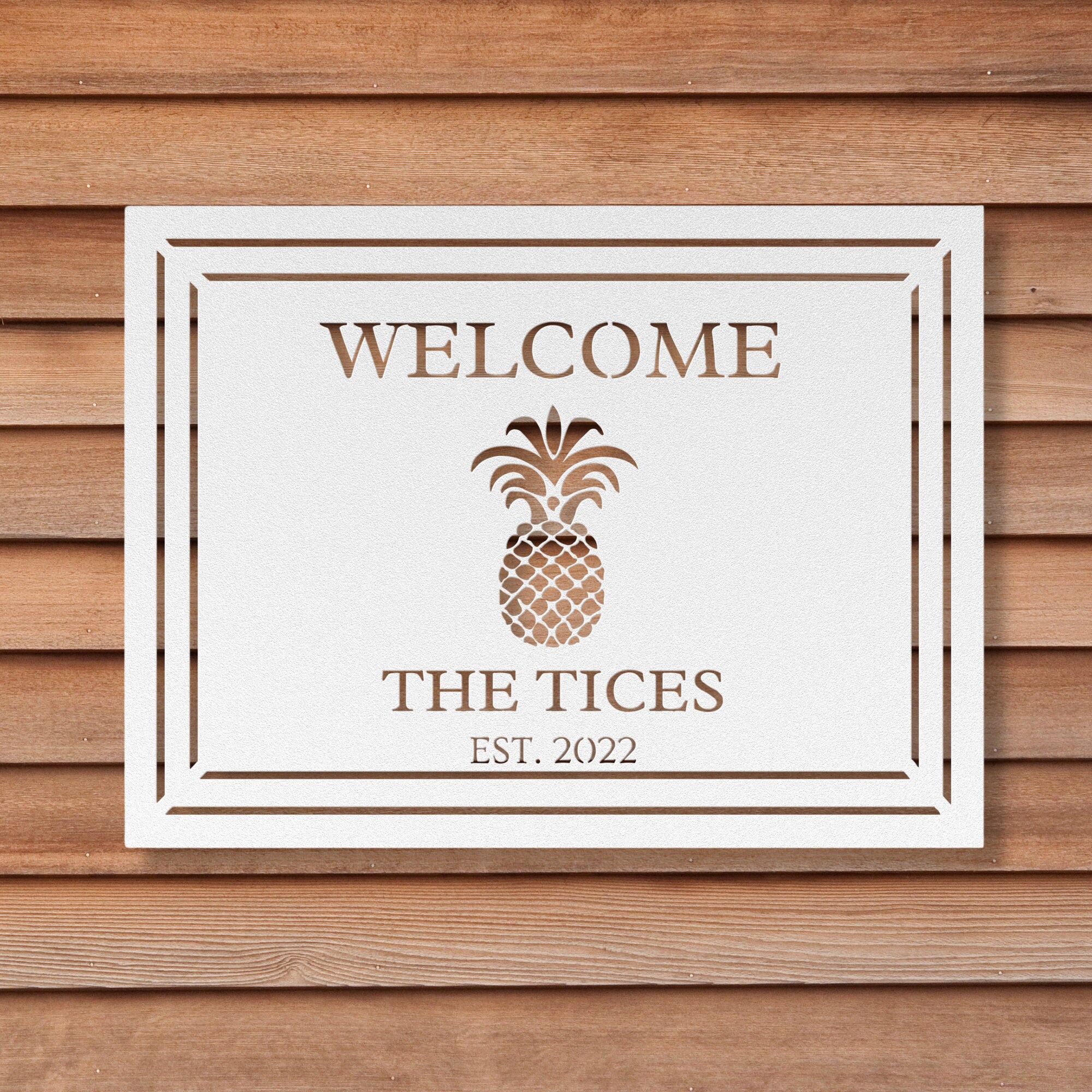 Pineapple Welcome Sign, Custom Metal Sign, Pineapple Wall Art, Large ...