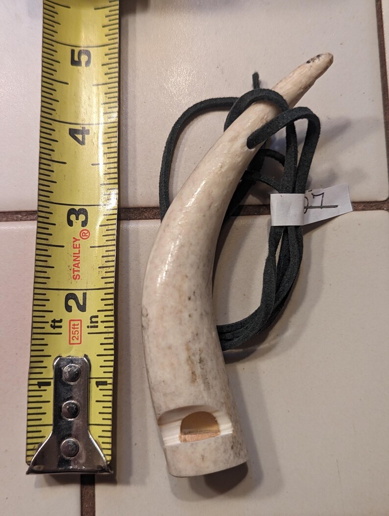 Authentic Elk Antler Tip Whistle Necklace Camping Hunting Hiking Tool ...