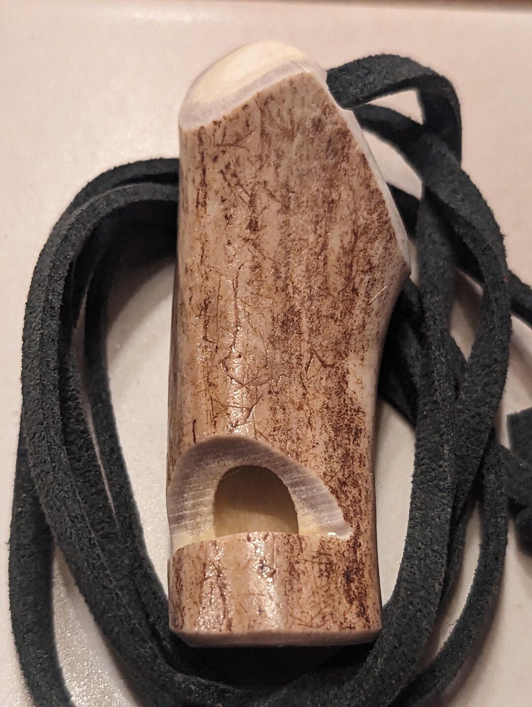 Authentic Whitetail Deer Antler Whistle Necklace Camping Hunting Hiking ...