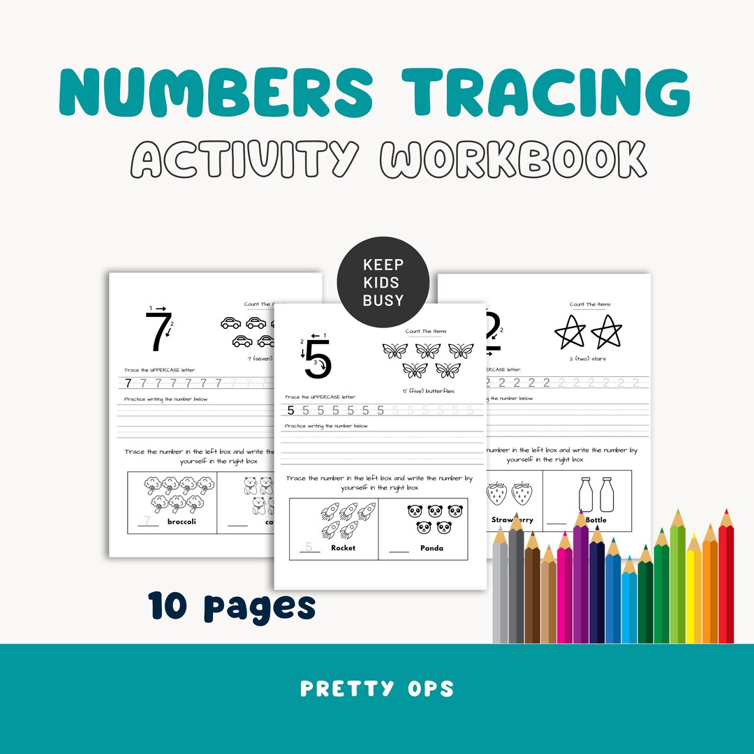 Numbers Worksheets Printable Tracing Coloring Homeschool Fine Motor ...