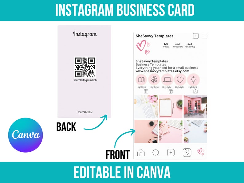 Instagram Business Card, Canva Template, Instagram Cards, Beauty ...