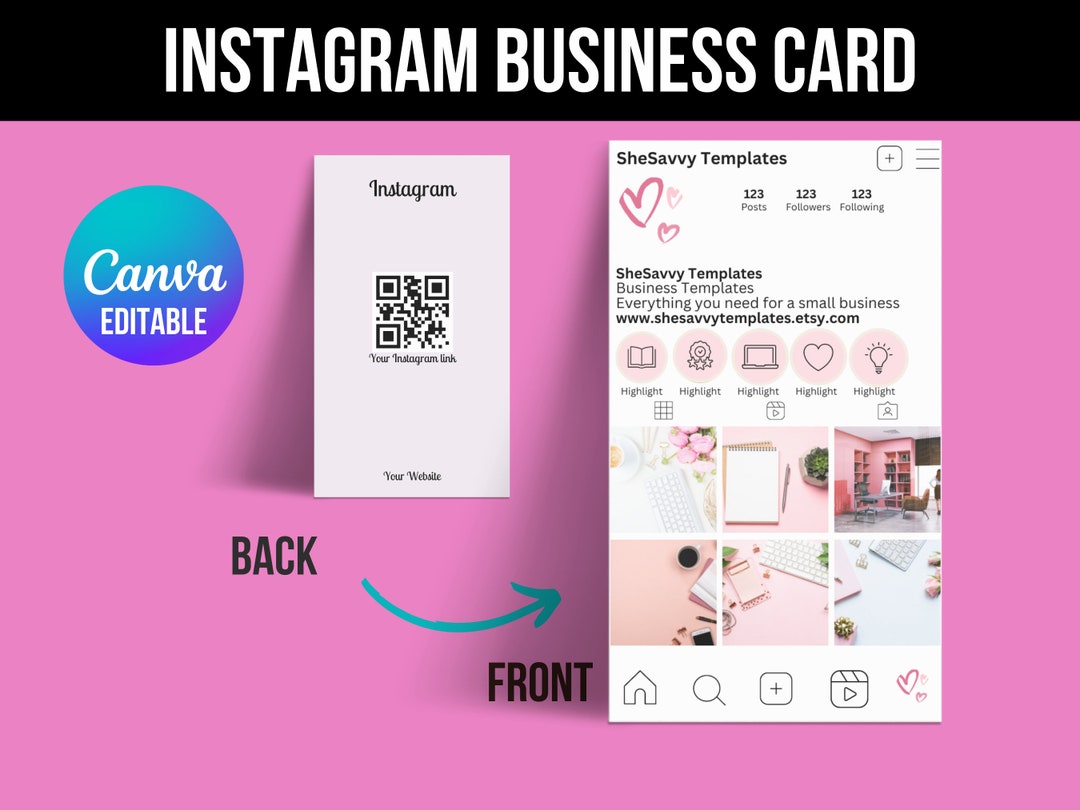 Instagram Business Card Template, IG Business Card, QR Code Business Card, Instagram Business ...