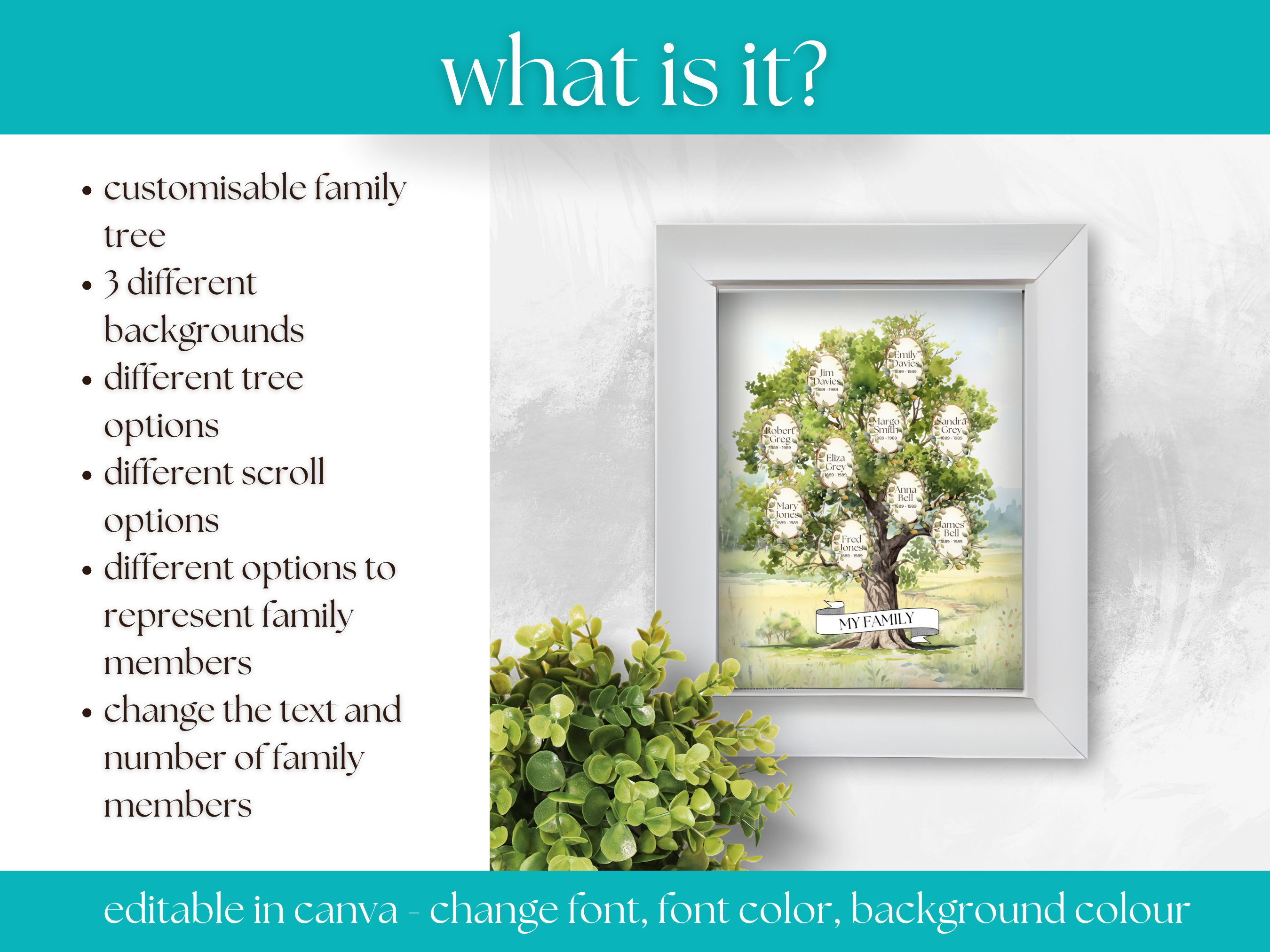 Family Tree Template, Personalise, Editable Instant Download, Genealogy ...