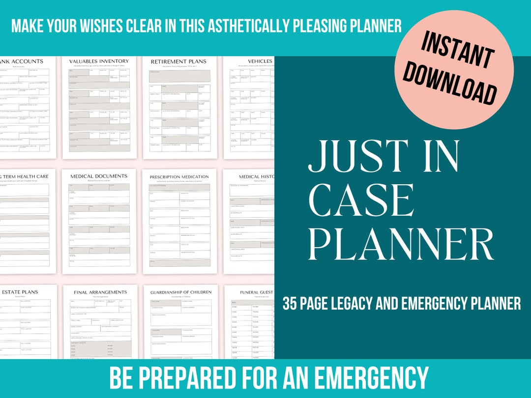 Just in Case Emergency Planner, "what If" Emergency & Legacy Planner ...