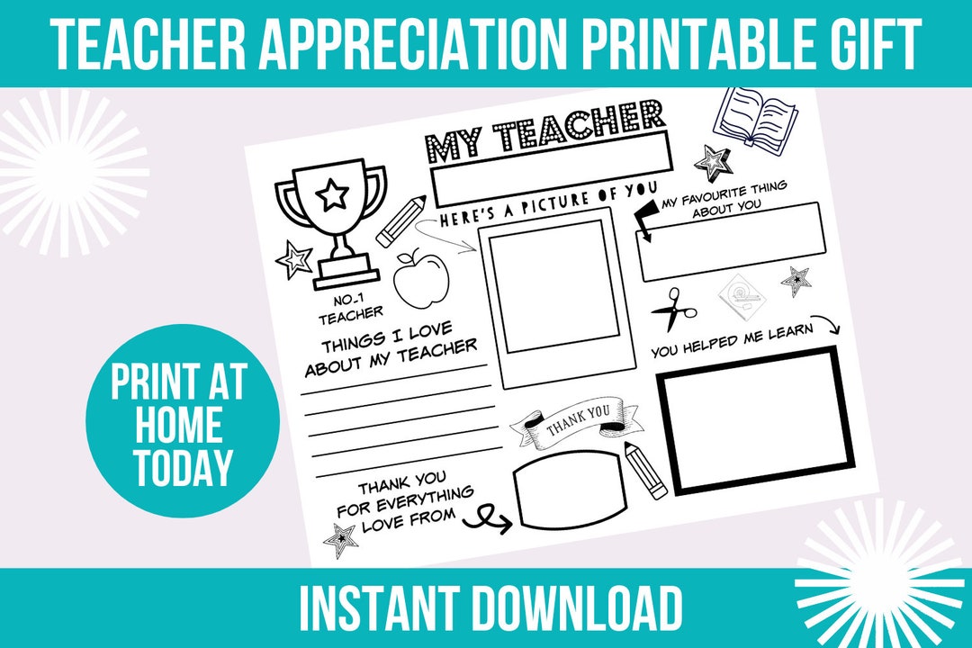 Teacher Appreciation Week Printable Teacher Appreciation Gift Thank You ...