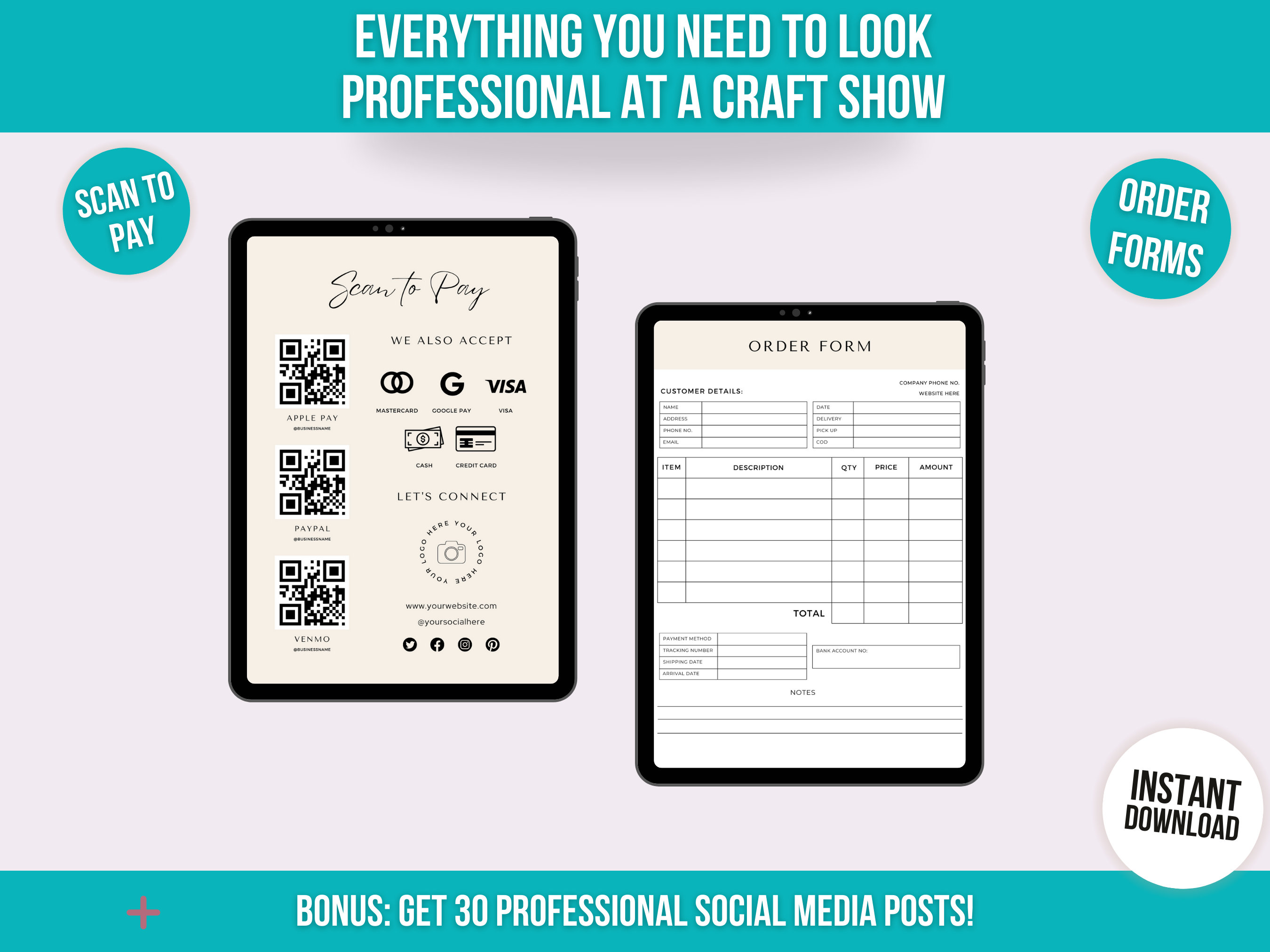 Craft Show Bundle, Order Form Template, Craft Fair Template, Small ...