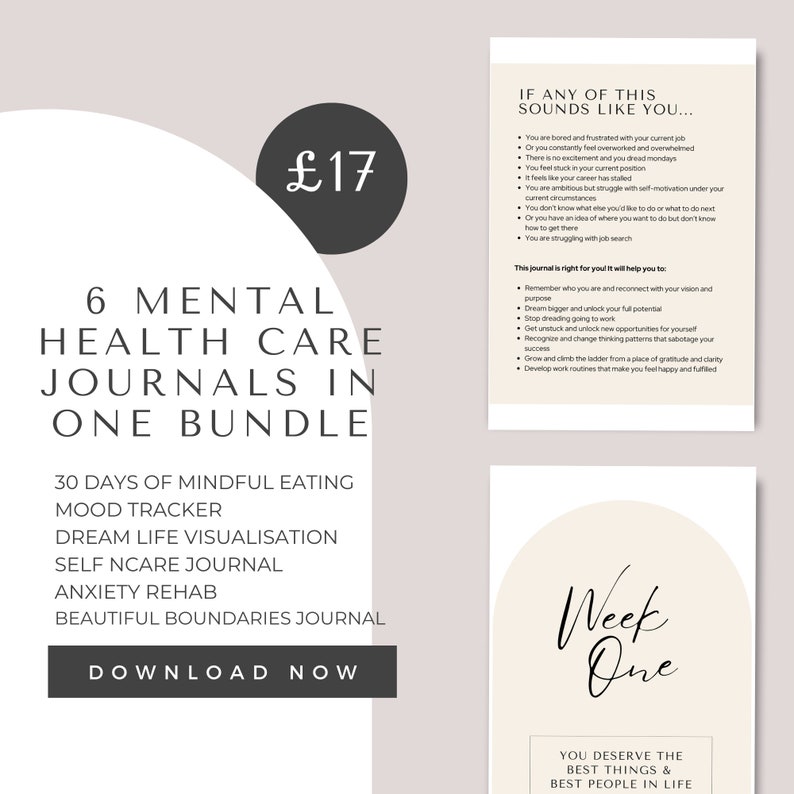 Mental Health Journal Bundle, Self Care Journals, Manifestation ...