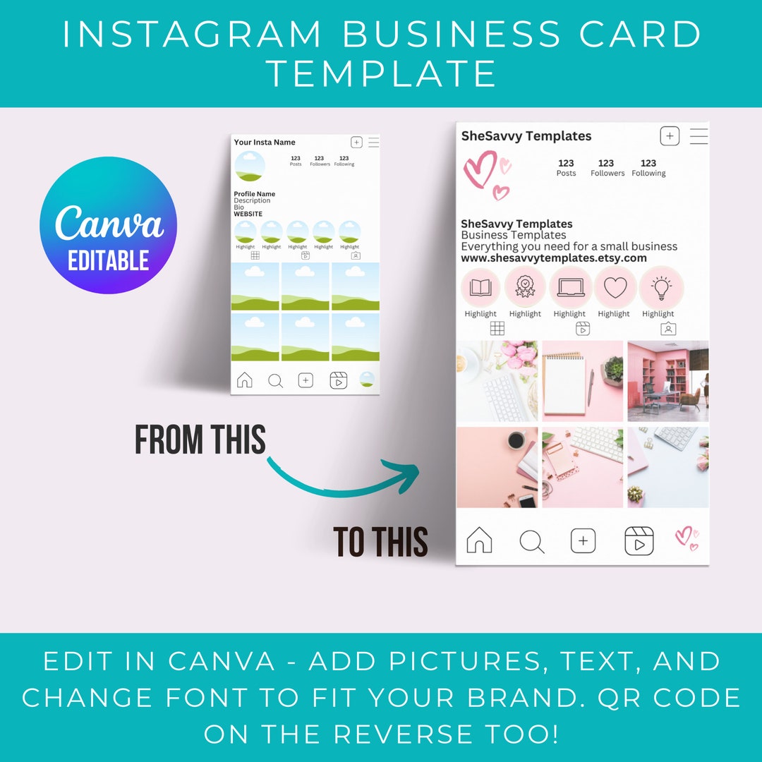 Instagram Business Card, Canva Template, Instagram Cards, Beauty ...
