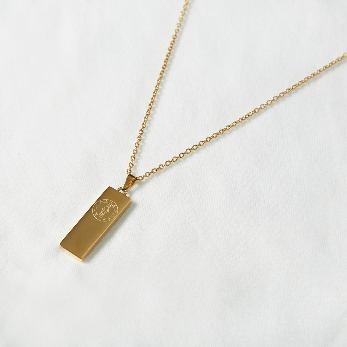18K Gold Ingot Necklace Mens Necklace by SAINT XII - Etsy