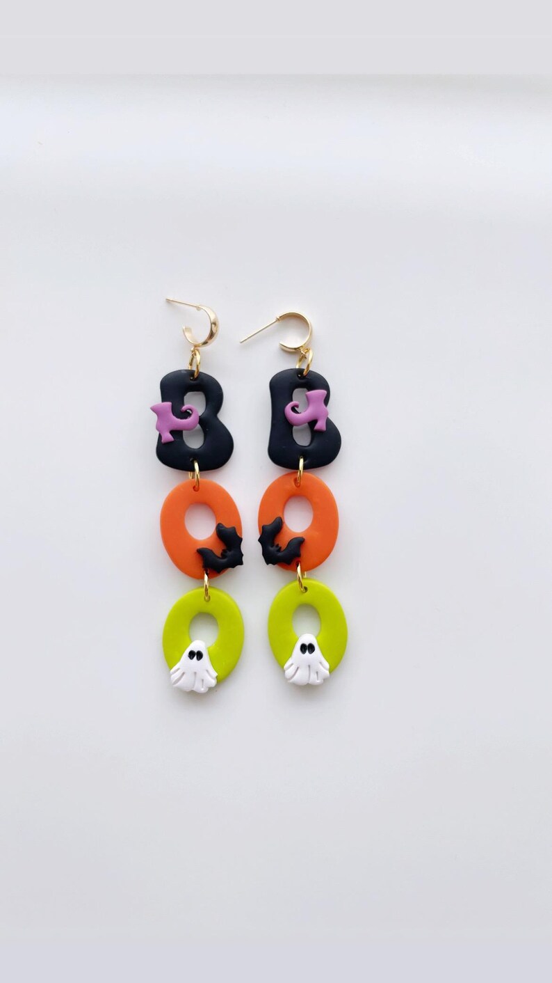 BOO Halloween Earrings, Polymer Clay Earrings, Handmade Spooky Earrings ...
