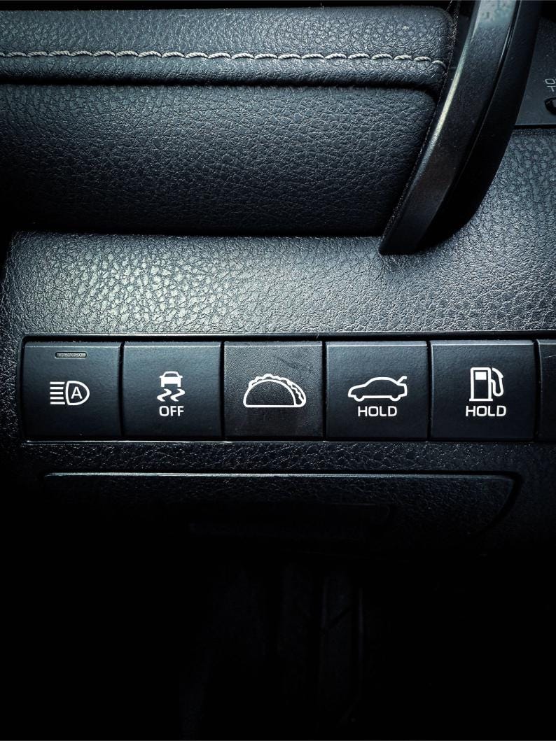 Taco Button Decal, Car Decal, Passenger Eject Button, Blank Button ...