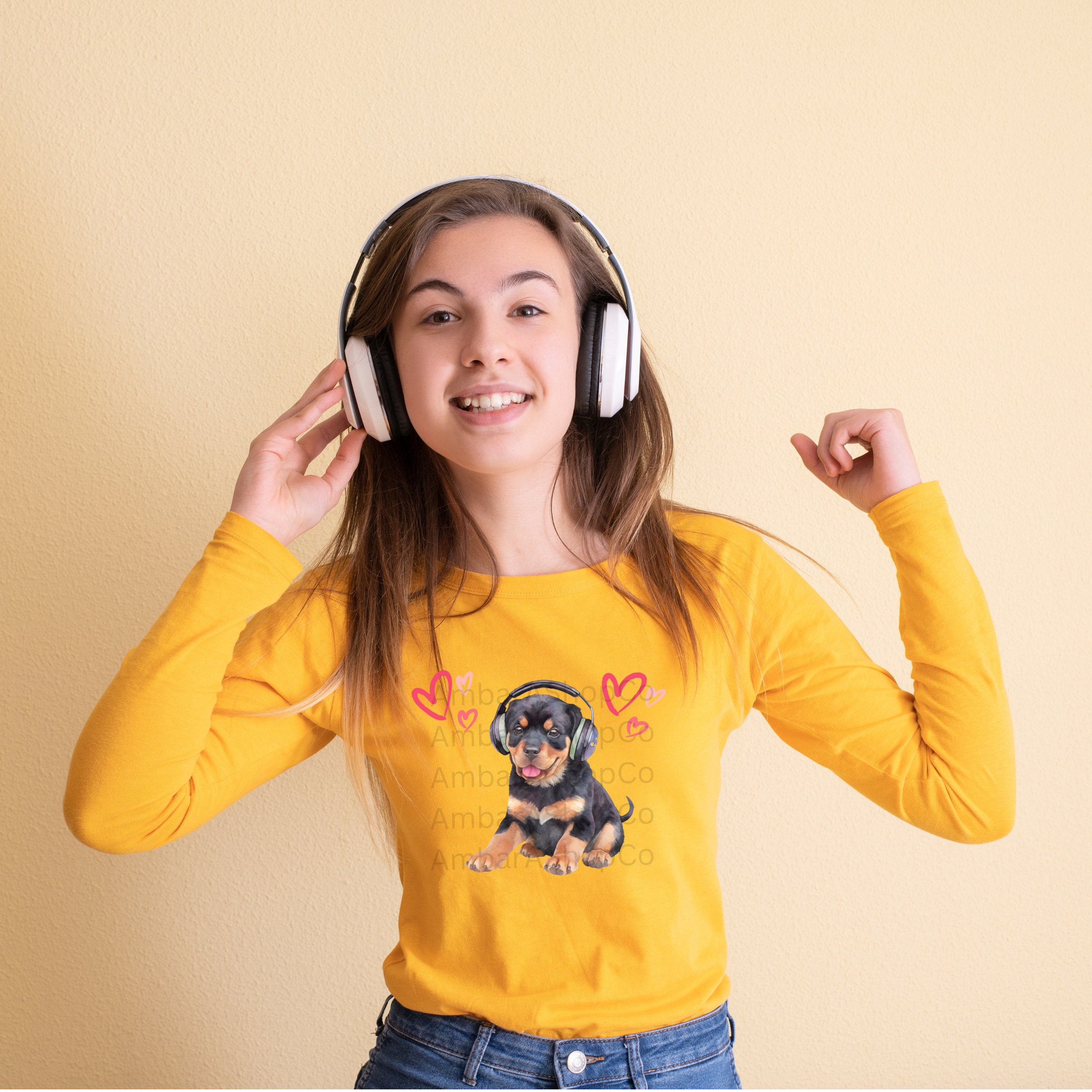 Rottweiler With Headphones Png Rottweiler Png Dog With Headphones Dog ...