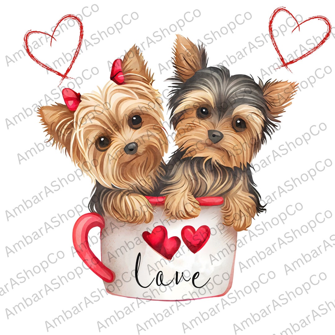 Valentine’s Day PNG, Jpg Yorkie Love PNG, Dog PNG, Sublimation Design ...