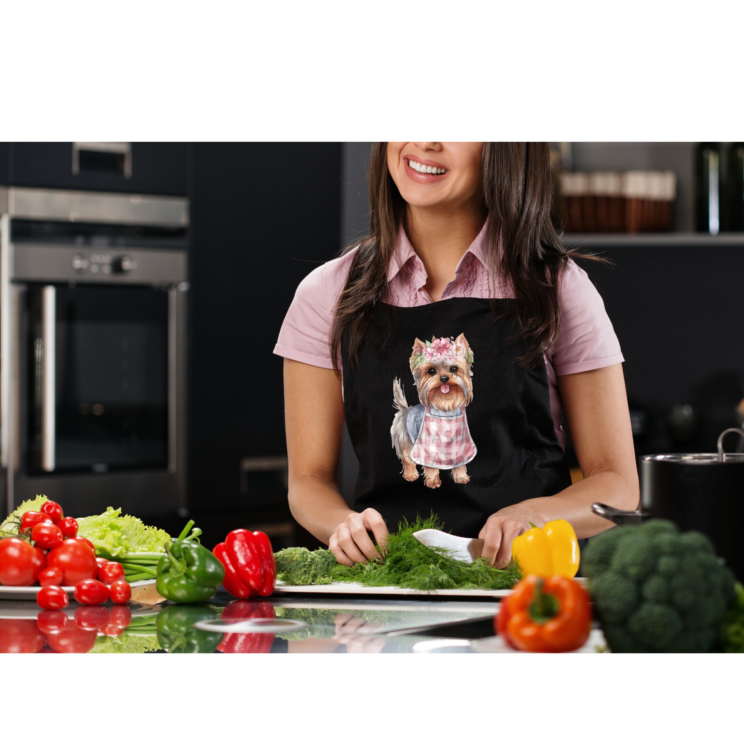 Yorkie Wearing Apron Png Yorkshire Terrier Svg Yorkie Mom Watercolor ...