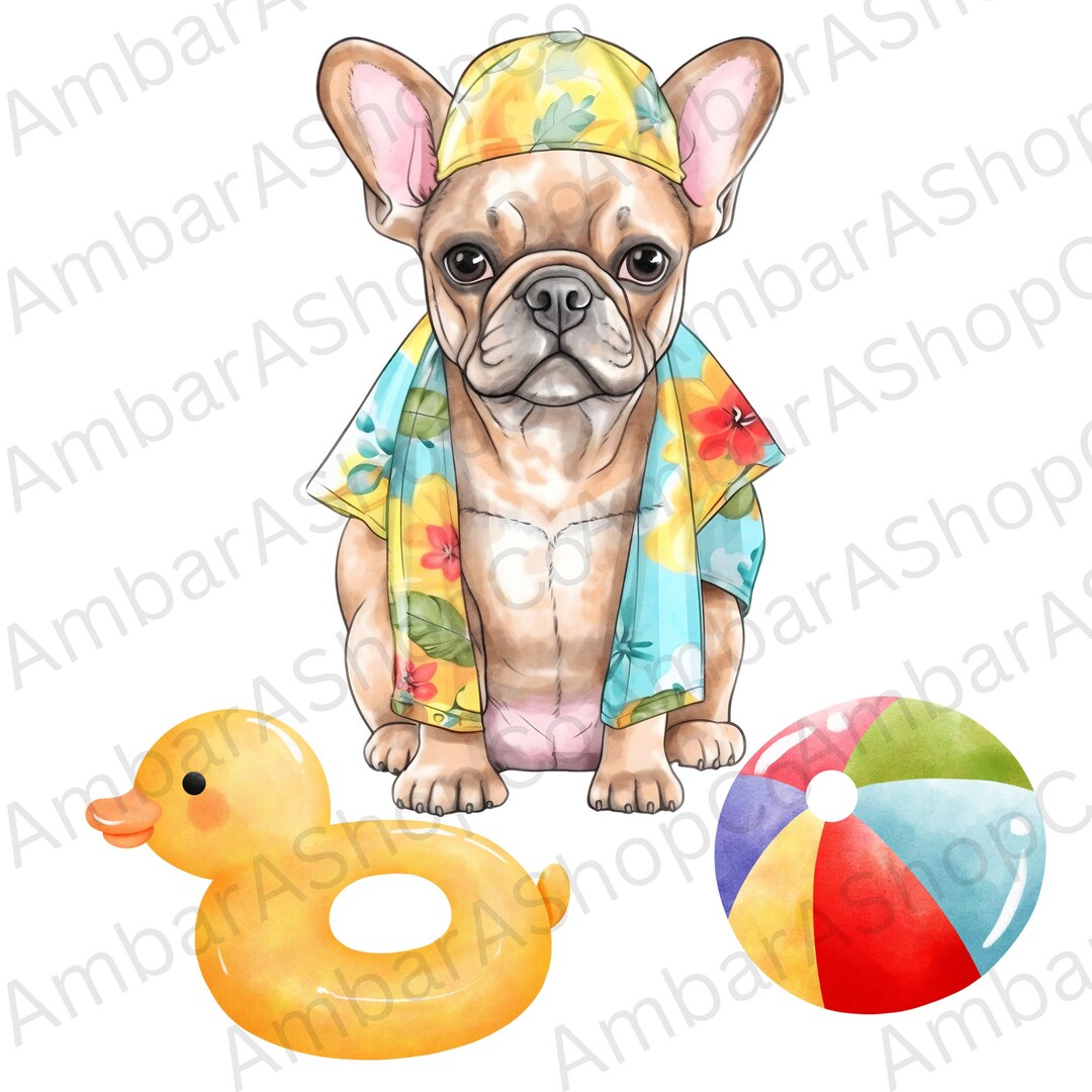 French Bulldog in Swimwear Png Frenchie Png French Bulldog Svg Beach ...