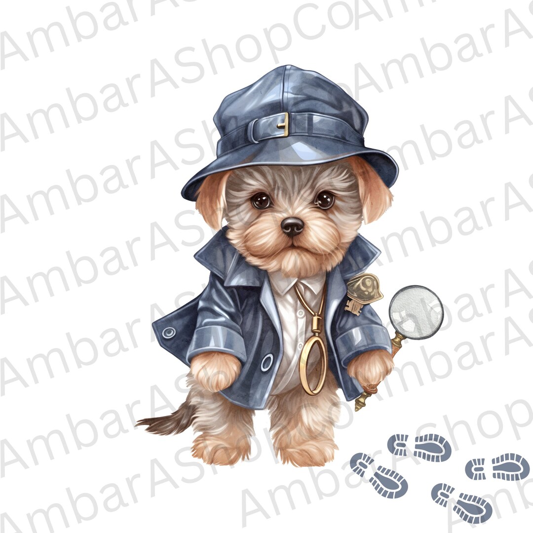 Detective Png Detective Dog Png Yorkie Png Basically a Detective Png ...