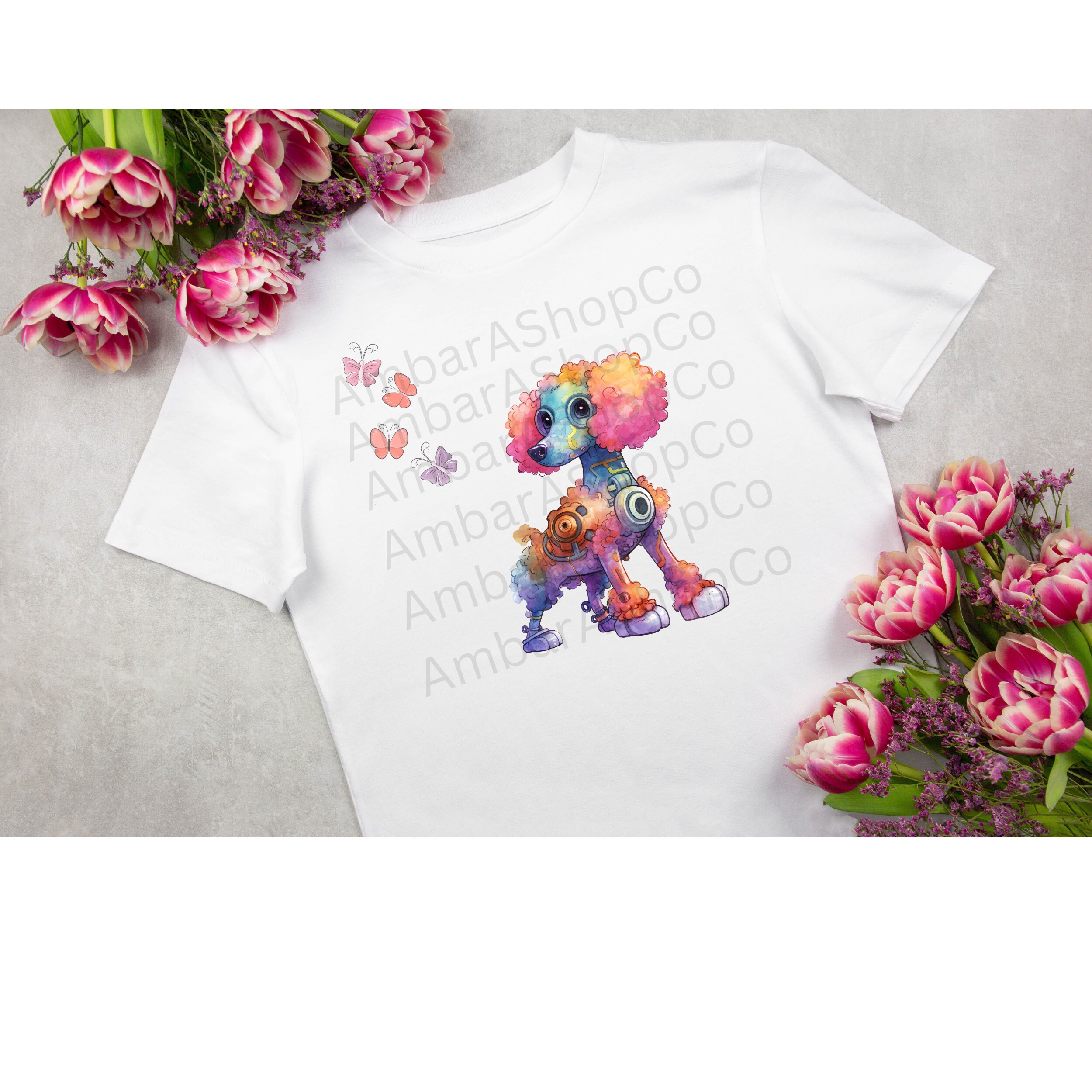 Half Robot Poodle Png Poodle Mom Svg Watercolor Poodle Dog - Etsy