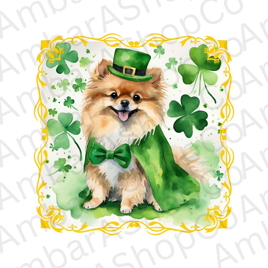 Pomeranian Png St. Patrick’s Day Png Watercolor Pomeranian St. Patrick ...