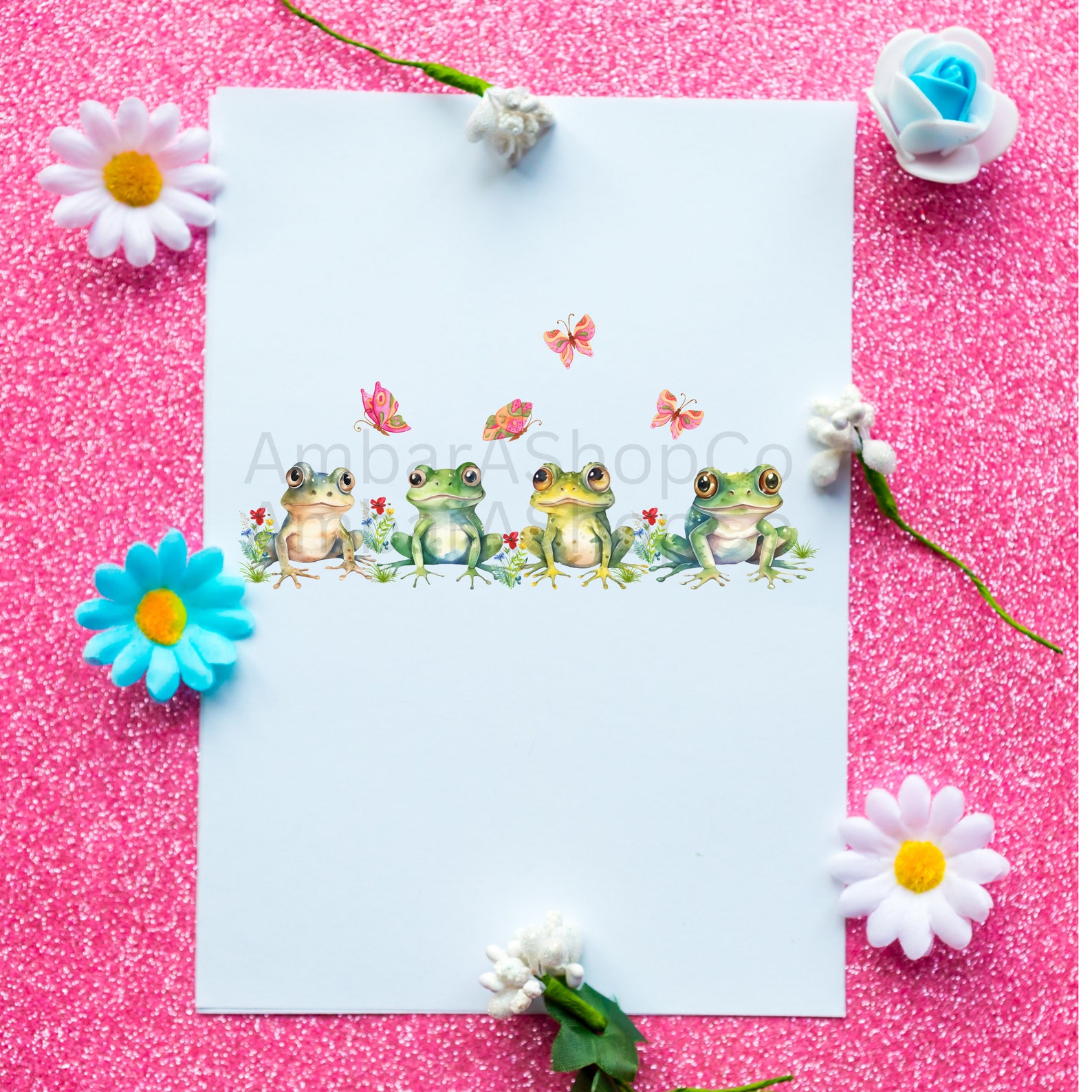 Watercolor Green Frogs Png Cute Frogs Floral Frogs Png Frog Clipart ...