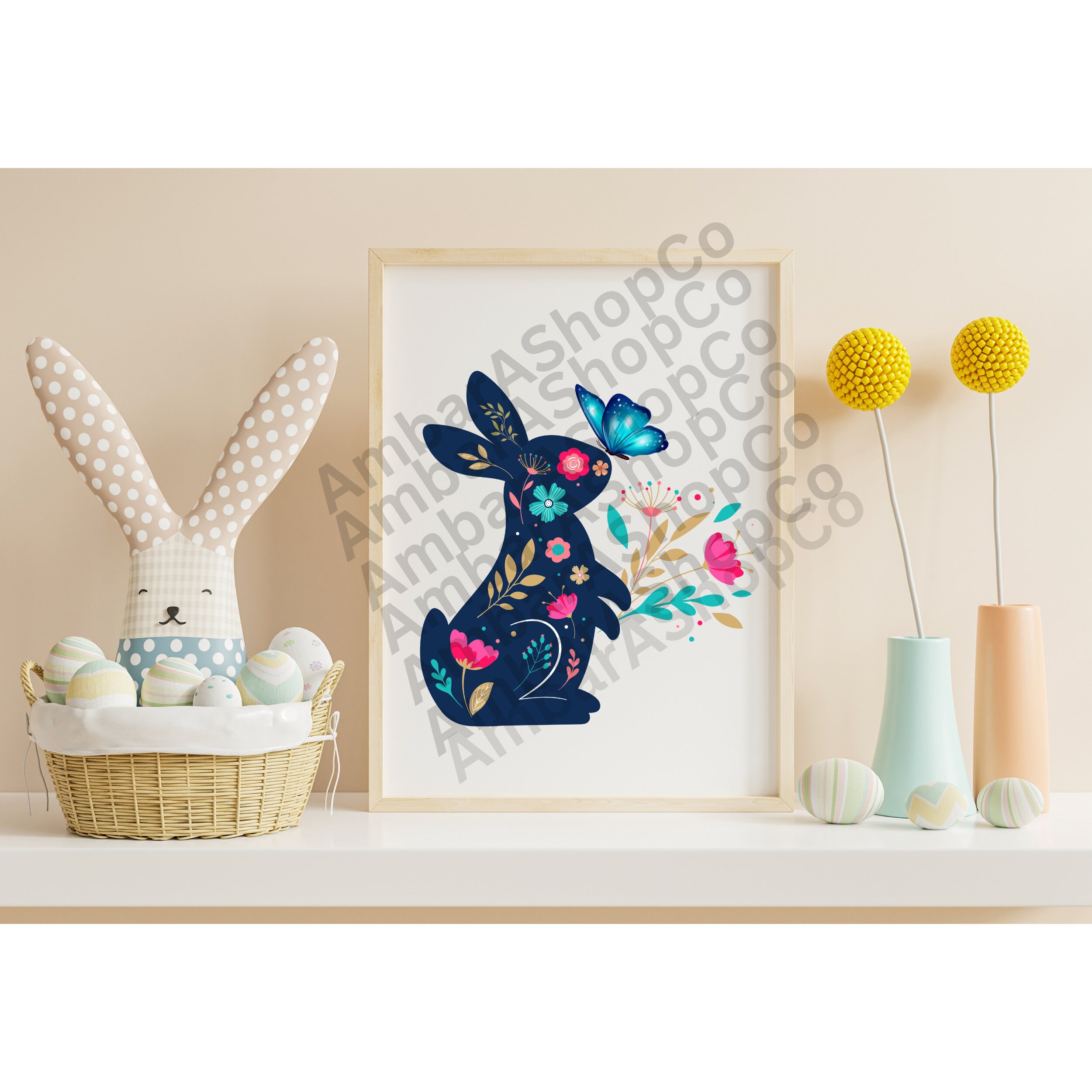 Floral Bunny PNG Rabbit Butterfly Svg Easter Cute Png Happy Easter SVG ...