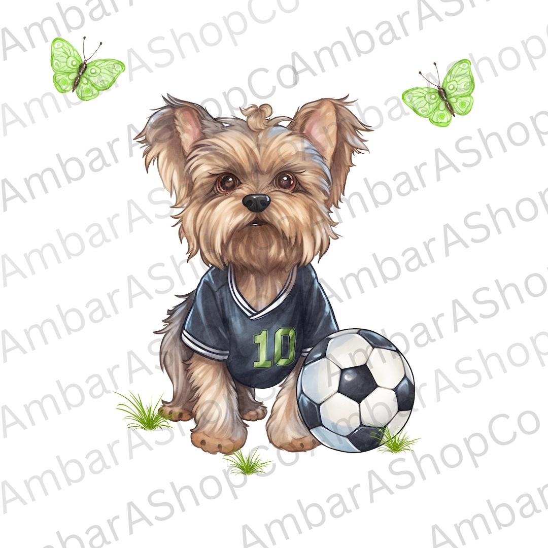 Yorkie Playing Soccer Sport Dog Playing Sports Football Dog Clipart ...