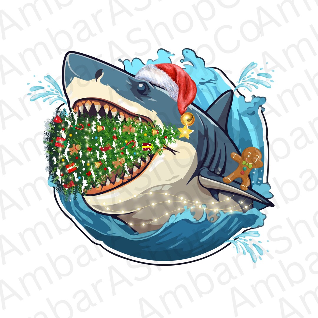 Christmas Shark Png Shark Christmas Sweater Holly Jawly Christmas Santa ...